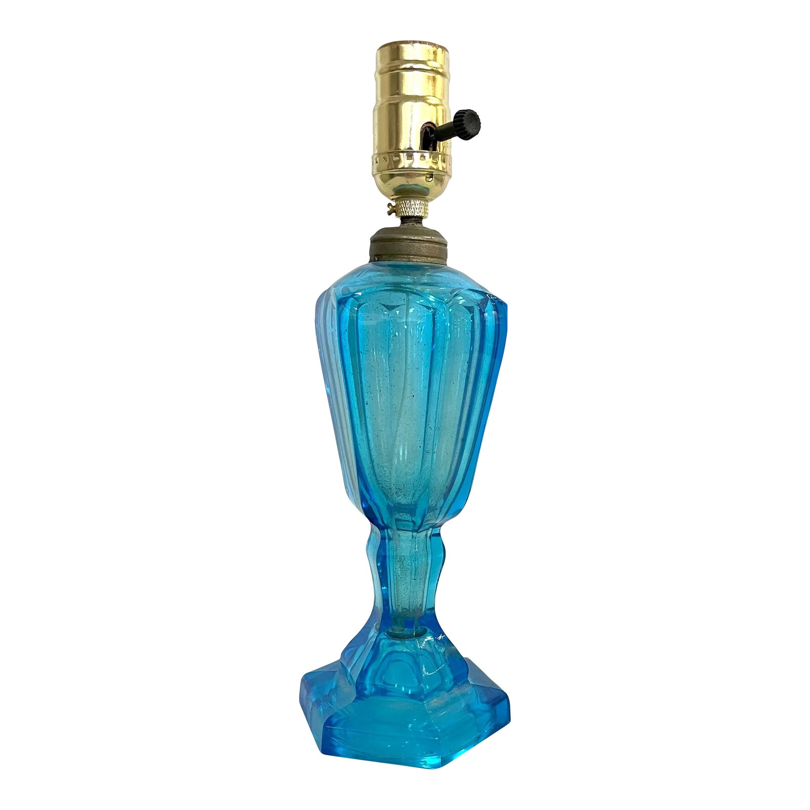 Vintage Mayflower Blue Glass Vanity Lamp | Chairish