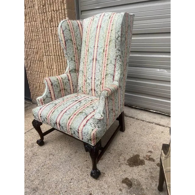 Antique 19th Century Mahogany Chippendale Library Wingback Chair, Eagle ...