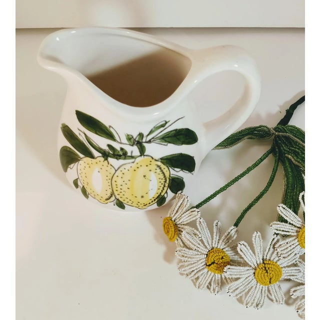 Vintage Lemon Pitcher Fruit Pottery Serveware Hand Painted | Chairish