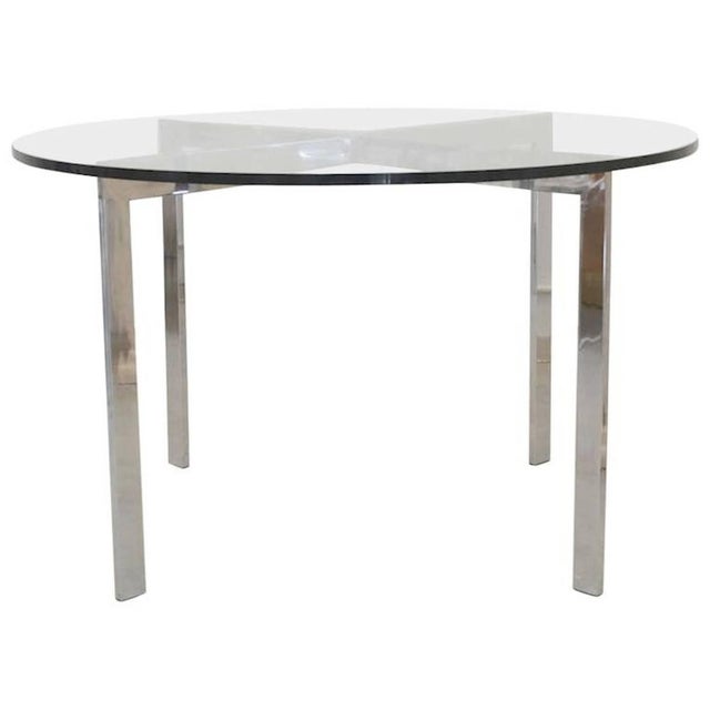 Midcentury Chrome and Glass Game Table | Chairish