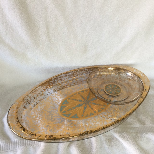 vintage Pyrex kitchen blue gold georges briard dish serving plate Pyrex ...