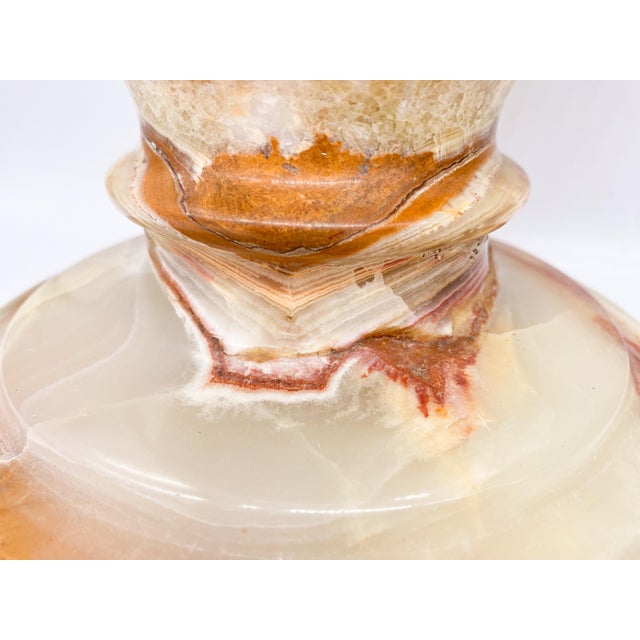 Oversized 20th Century Red and Cream Striated Onyx/ Marble Urn Vases - a Pair | Chairish