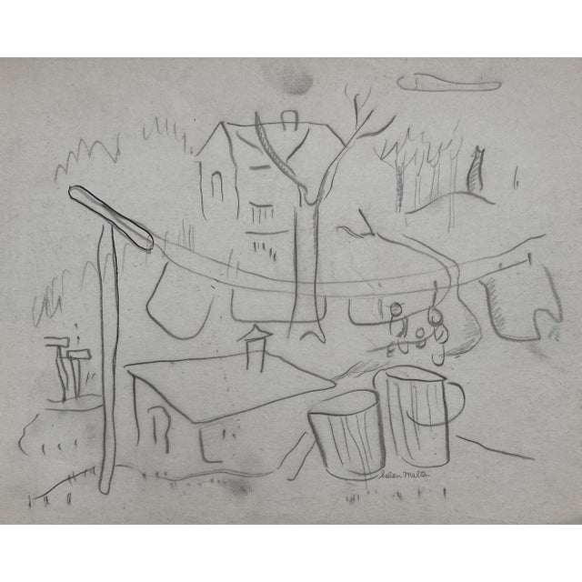 1930s Helen Malta Cityscene Drawing | Chairish