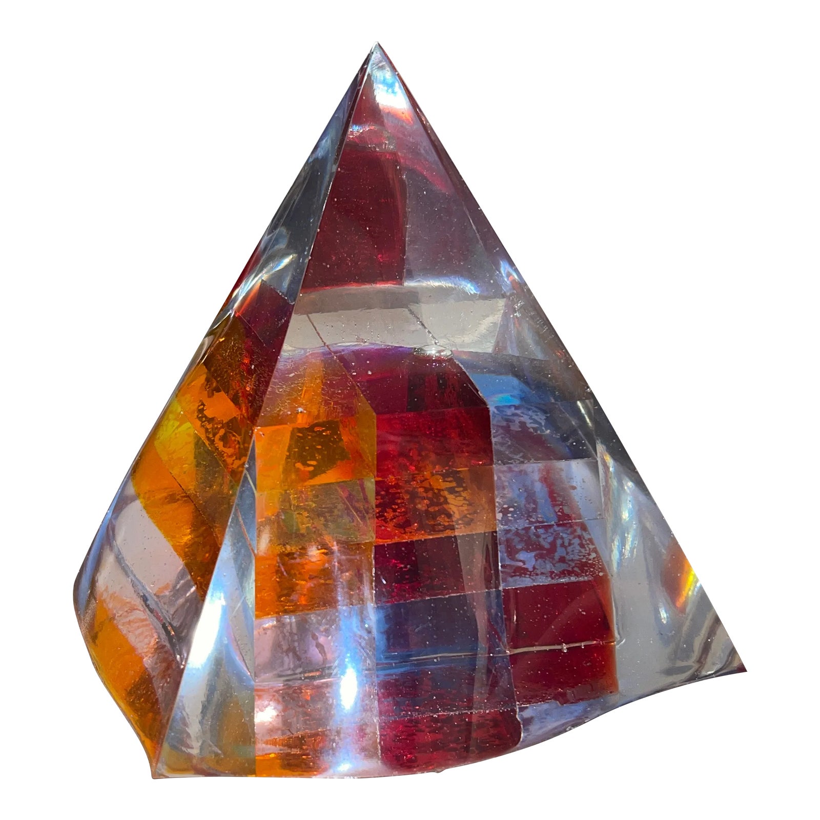 Vasa Style Colorful Pyramid Op Art Lucite Sculpture | Chairish