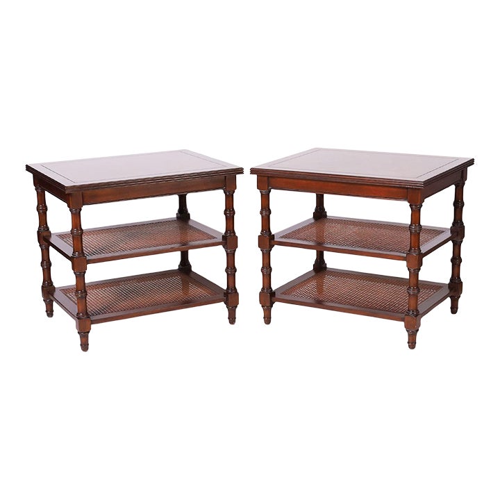 Ethan Allen Pair of British Colonial Style Three Tiered Stands or ...
