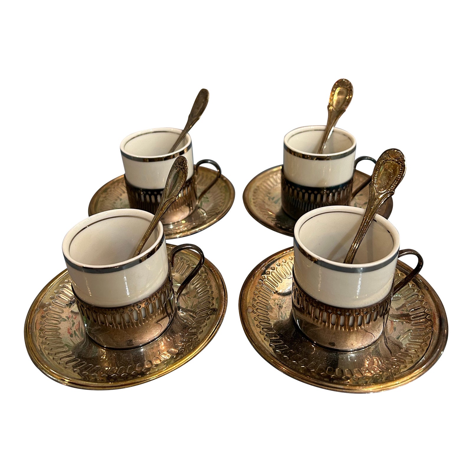 1980’s Bellini Brazil Silver Plate and Porcelain Demitasse Cup and ...