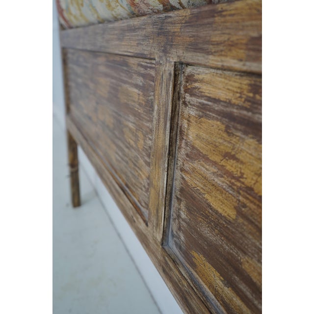 King Size French Polychrome Finish Upholstered Bed Headboard | Chairish