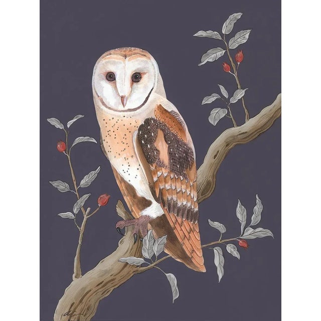 "Owl Night Long" Barn Owl Chinoiserie Painting by Allison Cosmos ...