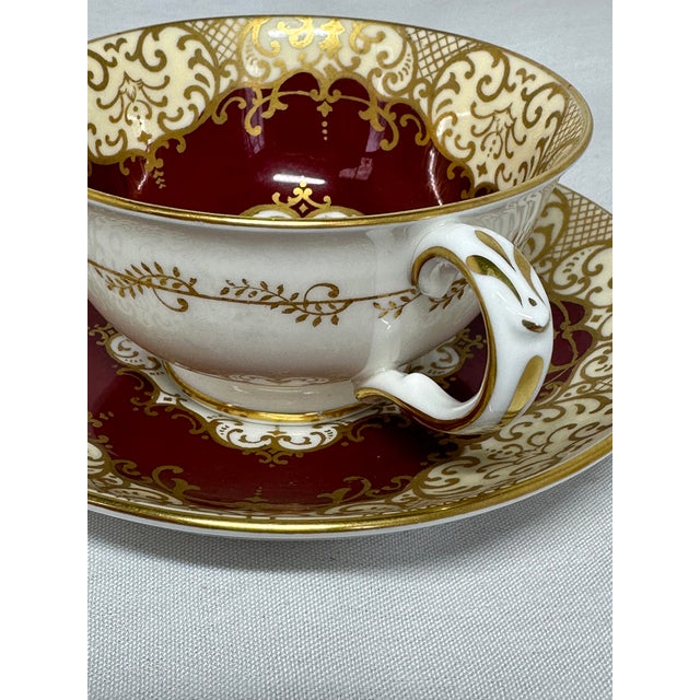 1940s Maroon and Gold With Floral Bouquet Victorian Tea Cup Set- 2 ...