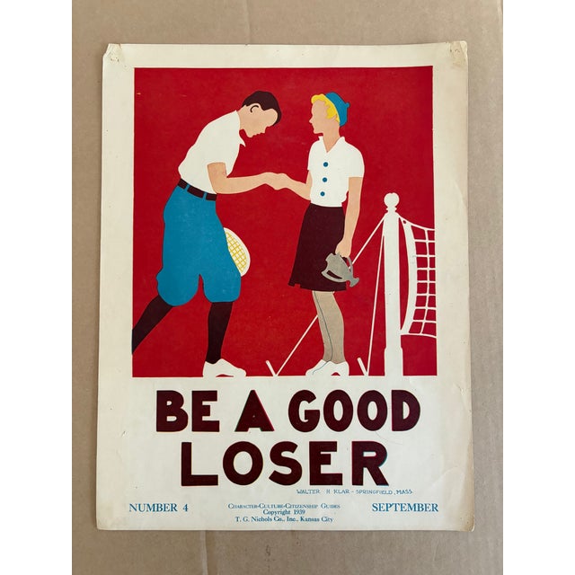 Original Vintage 1930s Character Culture Poster, "Be a Good Loser ...