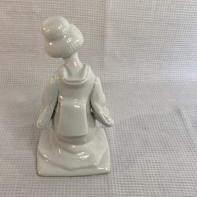 Blanc De Chine Seated Japanese Geisha Asian Lady Figurine | Chairish