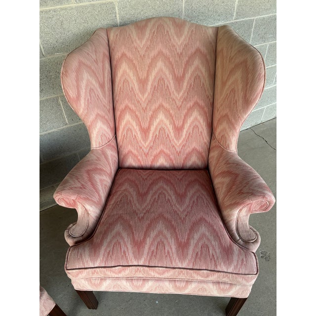 Woodmark Originals Flame Stitch Wing Back Arm Chairs - a Pair | Chairish