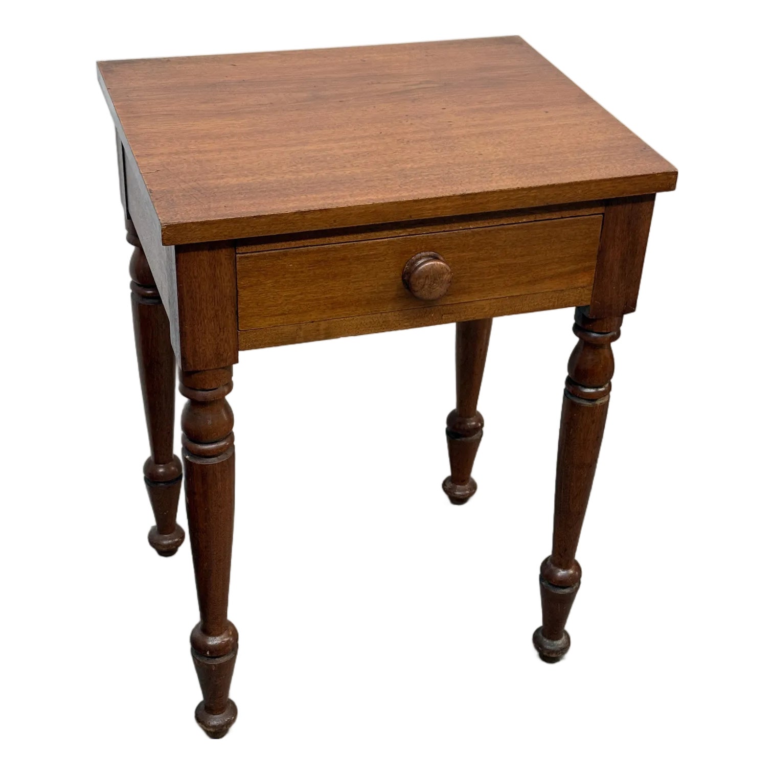 Antique Wooden Side Table + Drawer | Chairish