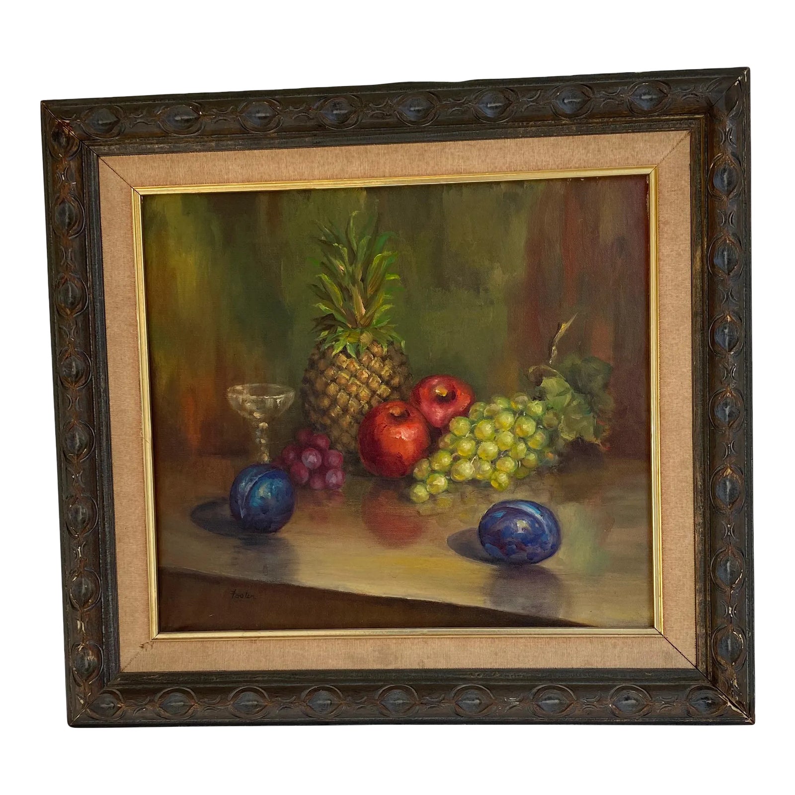 Mid 20th Century Oil on Canvas “Fruit Still Life” by Virginia Artist ...