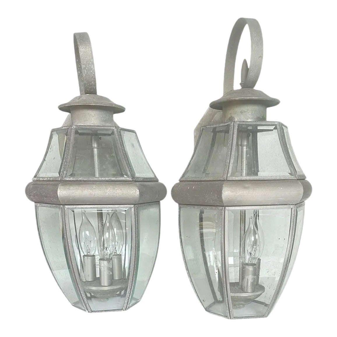 70s Federal Style Exterior Lanterns Wall Mount Light Hexagon Glass - a ...