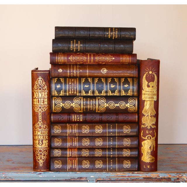 Early 1900s Antique Leather Bound Books with Decorative Gilding- Set of ...