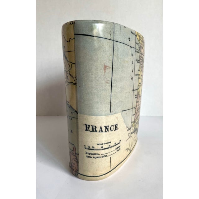 Vintage Ceramic Map of France Oblong Vase by 3-G Imports | Chairish