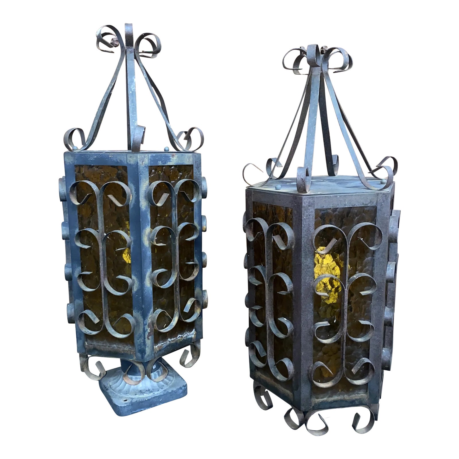 1940s Original Spanish Revival Style Post Light/Pendant Lights - a Pair ...