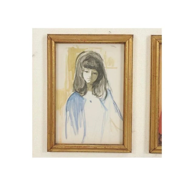 Circa 1960’s Triptych Featuring Mid Century Modern Prints of Women in a Carved Wood Frame | Chairish