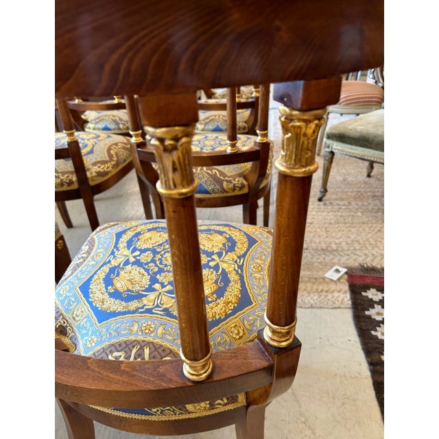 Empire Style Dining Chairs With Versace Upholstery- Set of 8 | Chairish