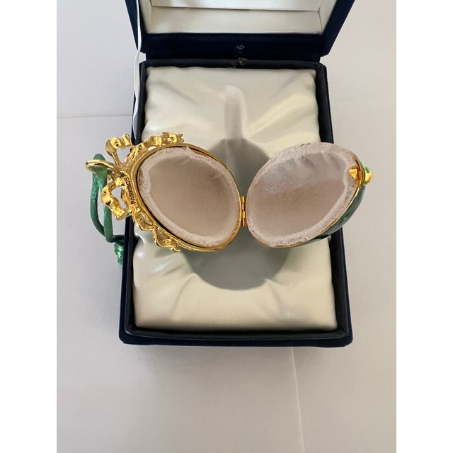 Faberge Vintage Guilloche Emerald Green Enamel Egg Ornament, Made in ...