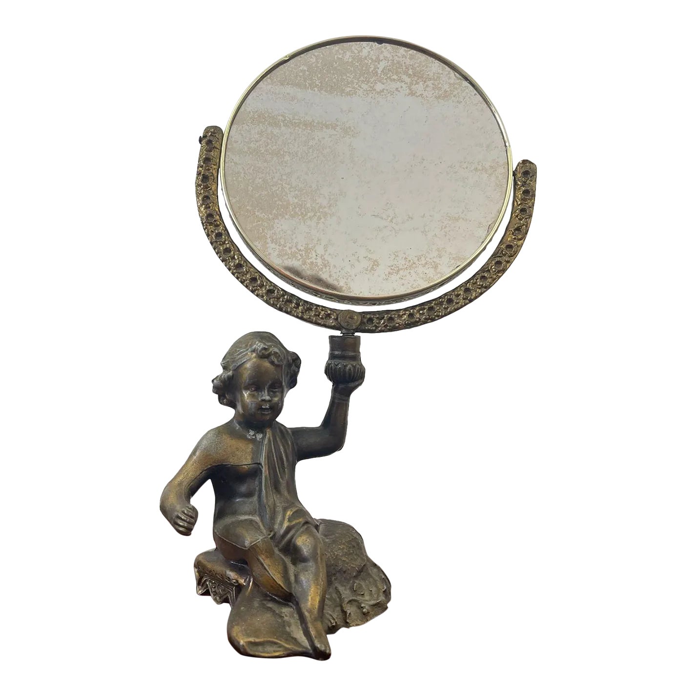 1970s Vintage French Style Double Sided Vanity Mirror With Cherub ...