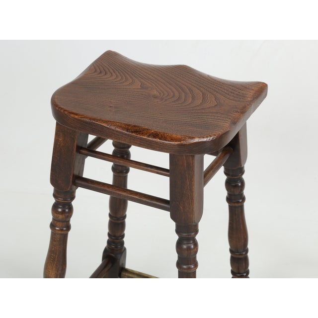 Pair of Irish Elm Wood Saddle Seat Stools Perfect for American Kitchen ...