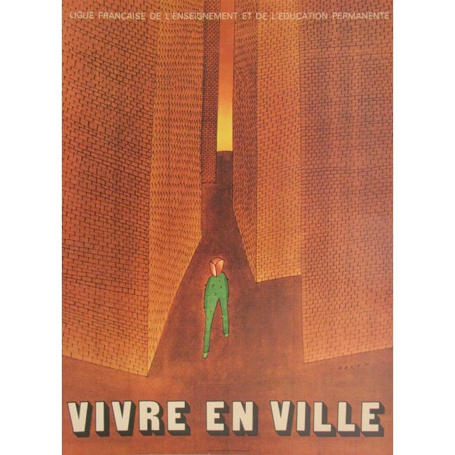 1983 Original Jean Michel Folon Surrealist French Poster, Vivre en ...