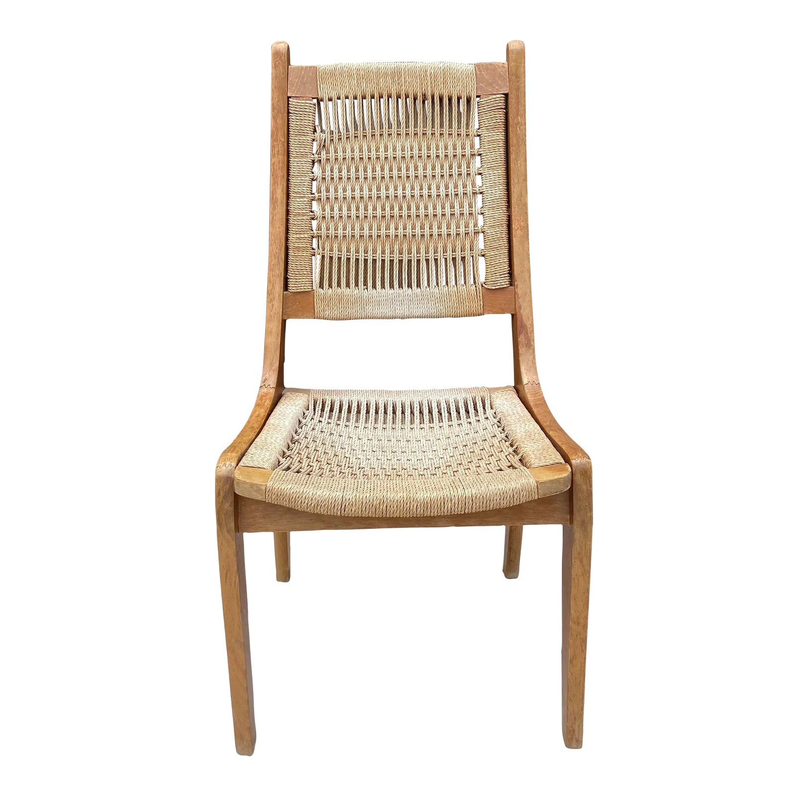 Vintage Mid Century Woven Rope Accent Chair | Chairish