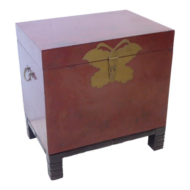 Japanese Red Lacquer Box on Stand | Chairish