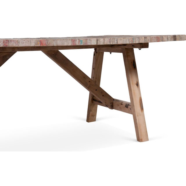 Salvaged Wood Balinese Trestle Table | Chairish Salvaged Wood Balinese Trestle Table | Chairish
