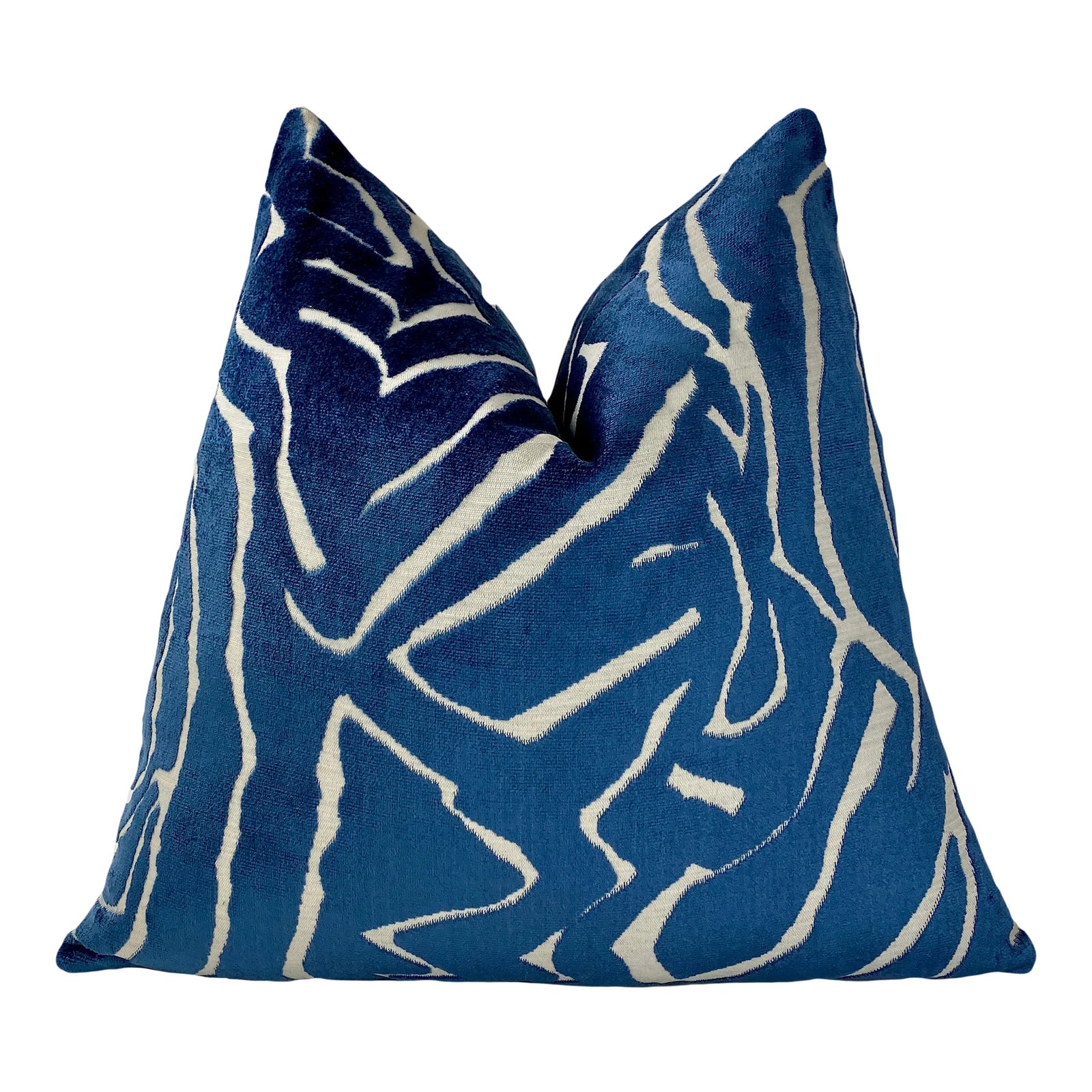 Blue Abstract Velvet Throw Pillow | Chairish