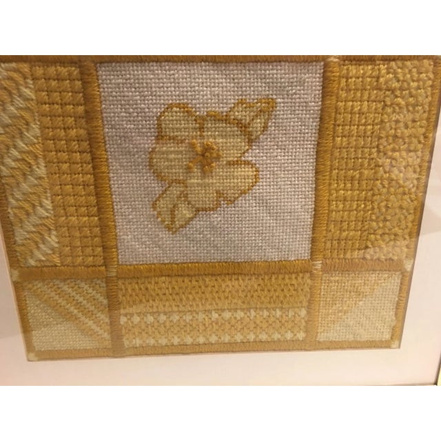 Vintage Yellow Needlepoint Sampler, Framed | Chairish