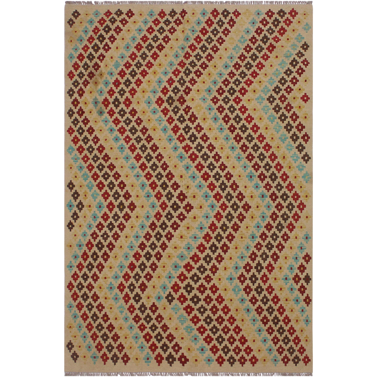 Bahaus Style Kilim Hand-Woven Wool Rug -5'1 X 6'8 | Chairish