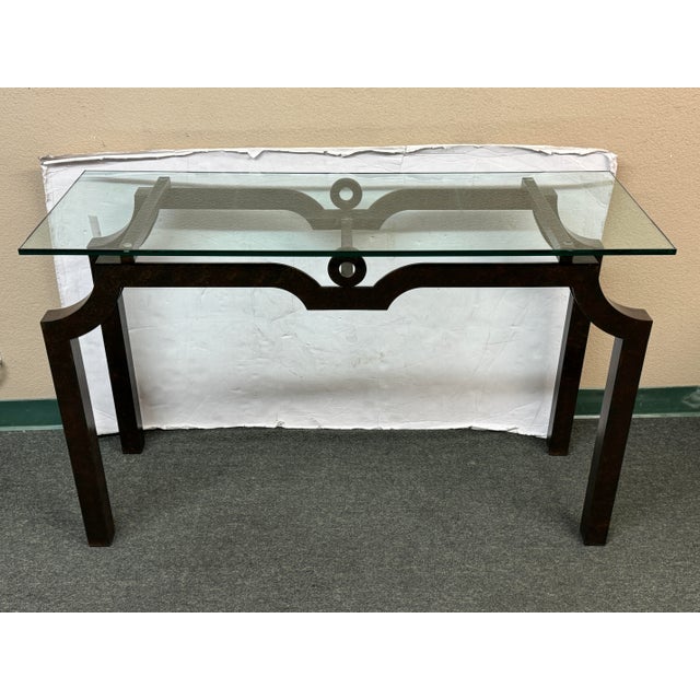 Custom Design Architectural Metal + Glass Console Table | Chairish