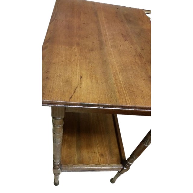 1990s Vintage Oak Wood 2 Tier Table | Chairish