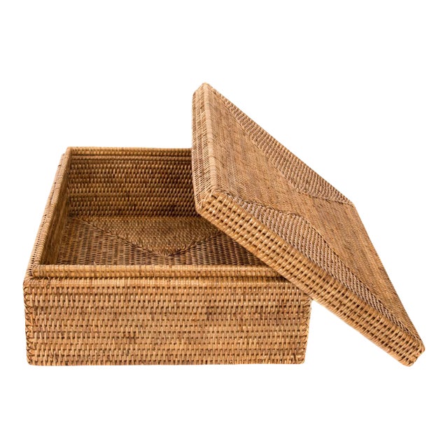 Artifacts Rattan Storage Box with Lid - Flat Legal File Organizer in ...