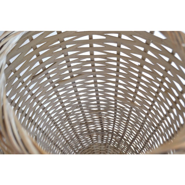 Sculptural Whitewashed Woven Rattan Basket | Chairish