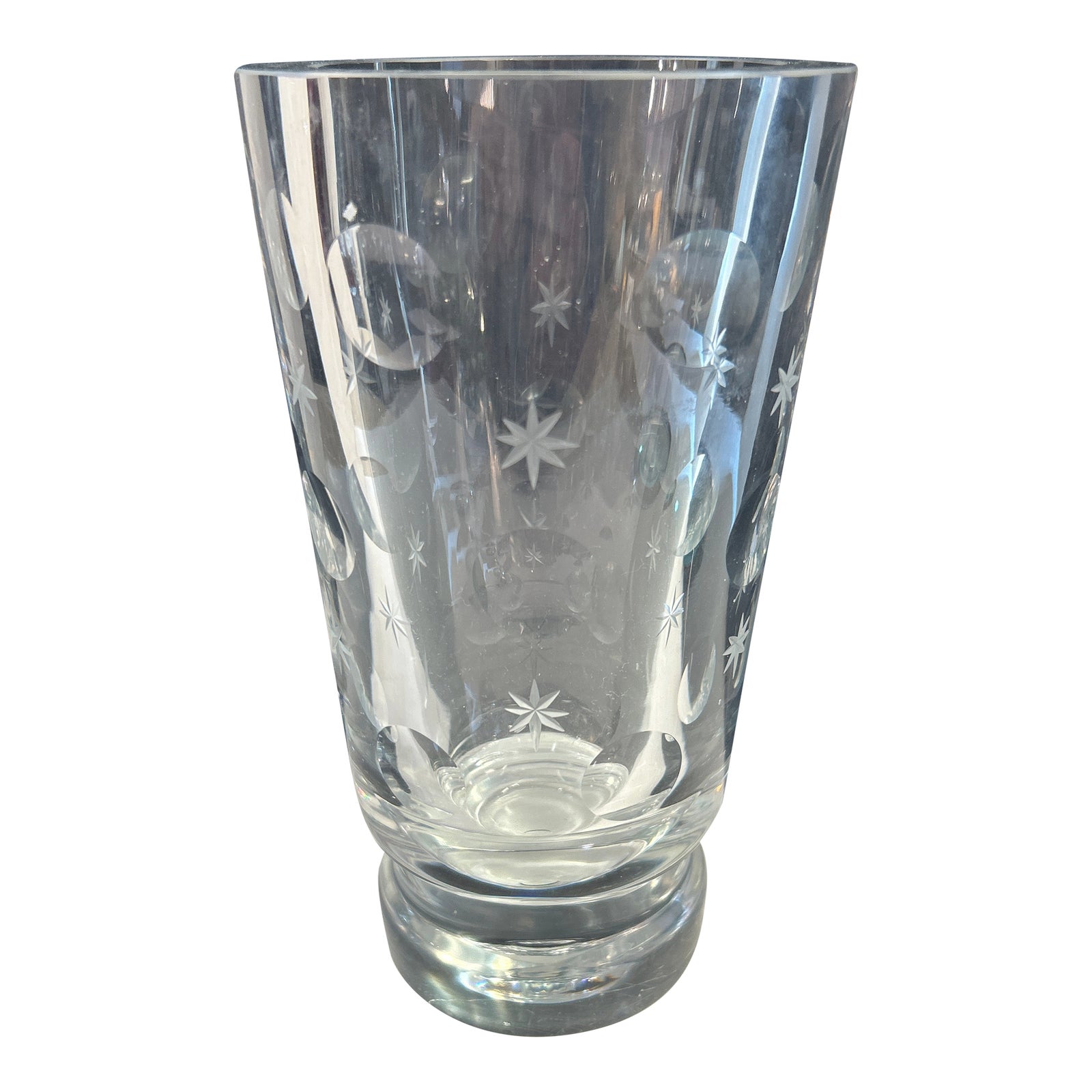 Orrefors Crystal Star Vase Signed | Chairish