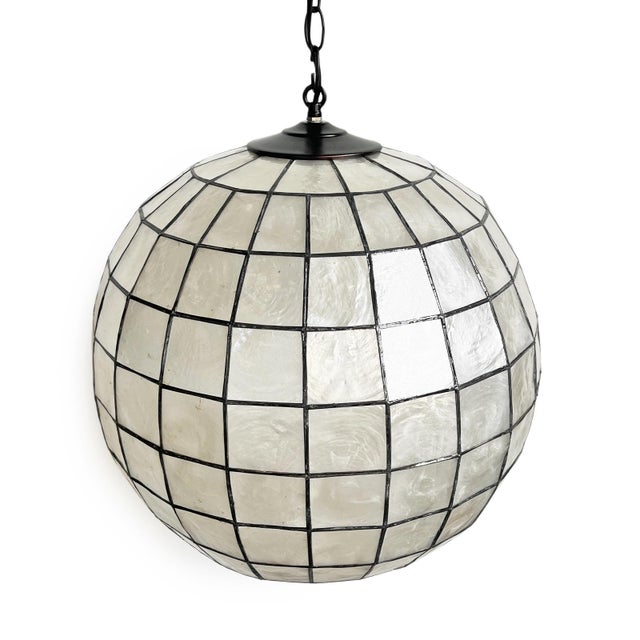 Capiz Shell Globe Pendant Light 18" | Chairish