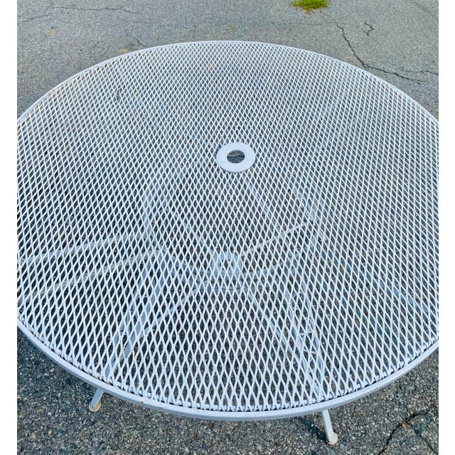 Vintage Mid Century Modern Iron Mesh Patio Table | Chairish