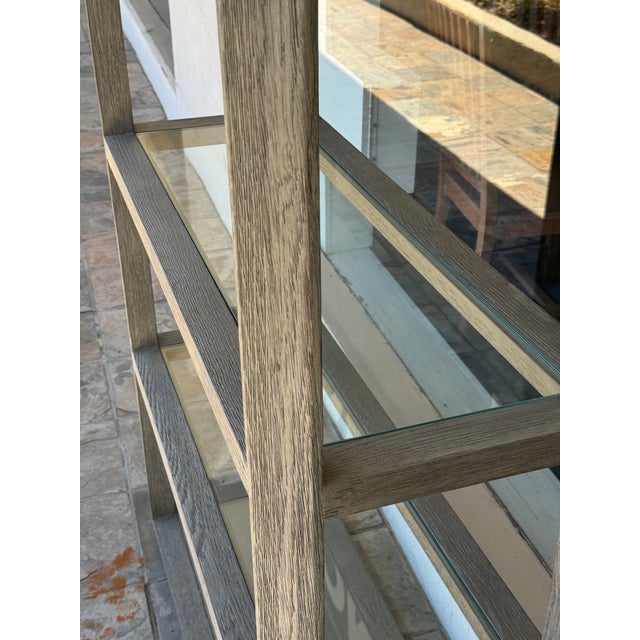 Restoration Hardware Washed Wood + Glass Open Shelving | Chairish