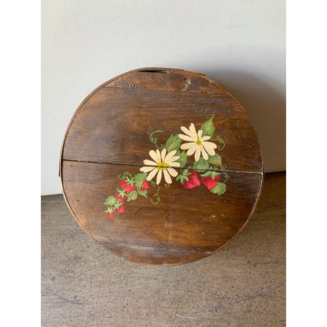 Vintage Painted Wood Cheese Box With Fabric Skirt Signed | Chairish