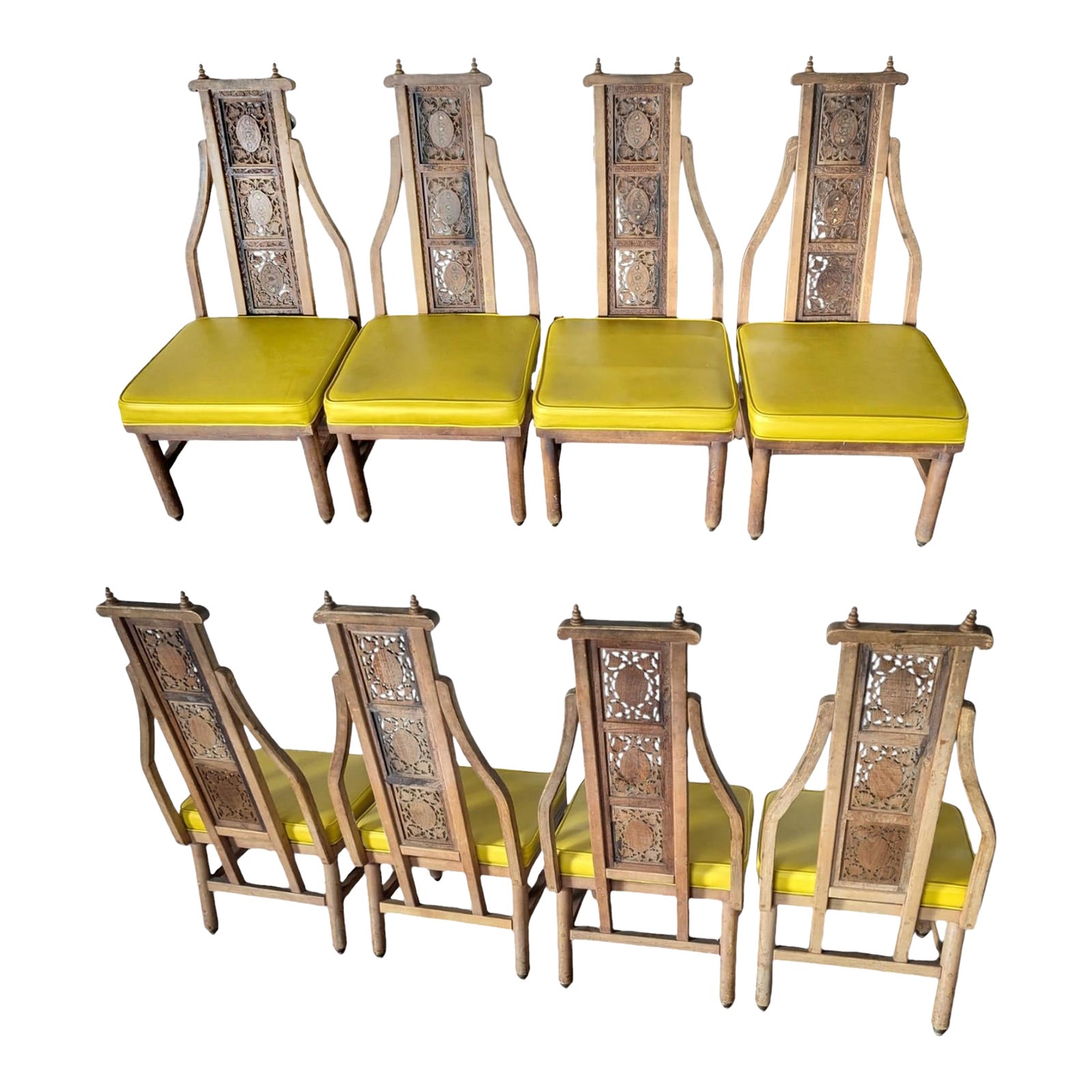 1960s Hand-Carved Indian Dining Chairs Set of 4 | Chairish