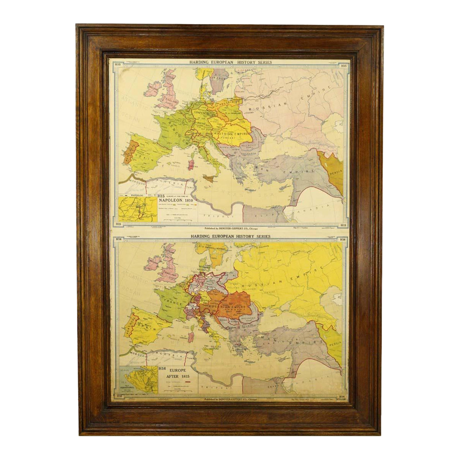 Oak Framed Historical Map of Europe From 1810-1815 | Chairish