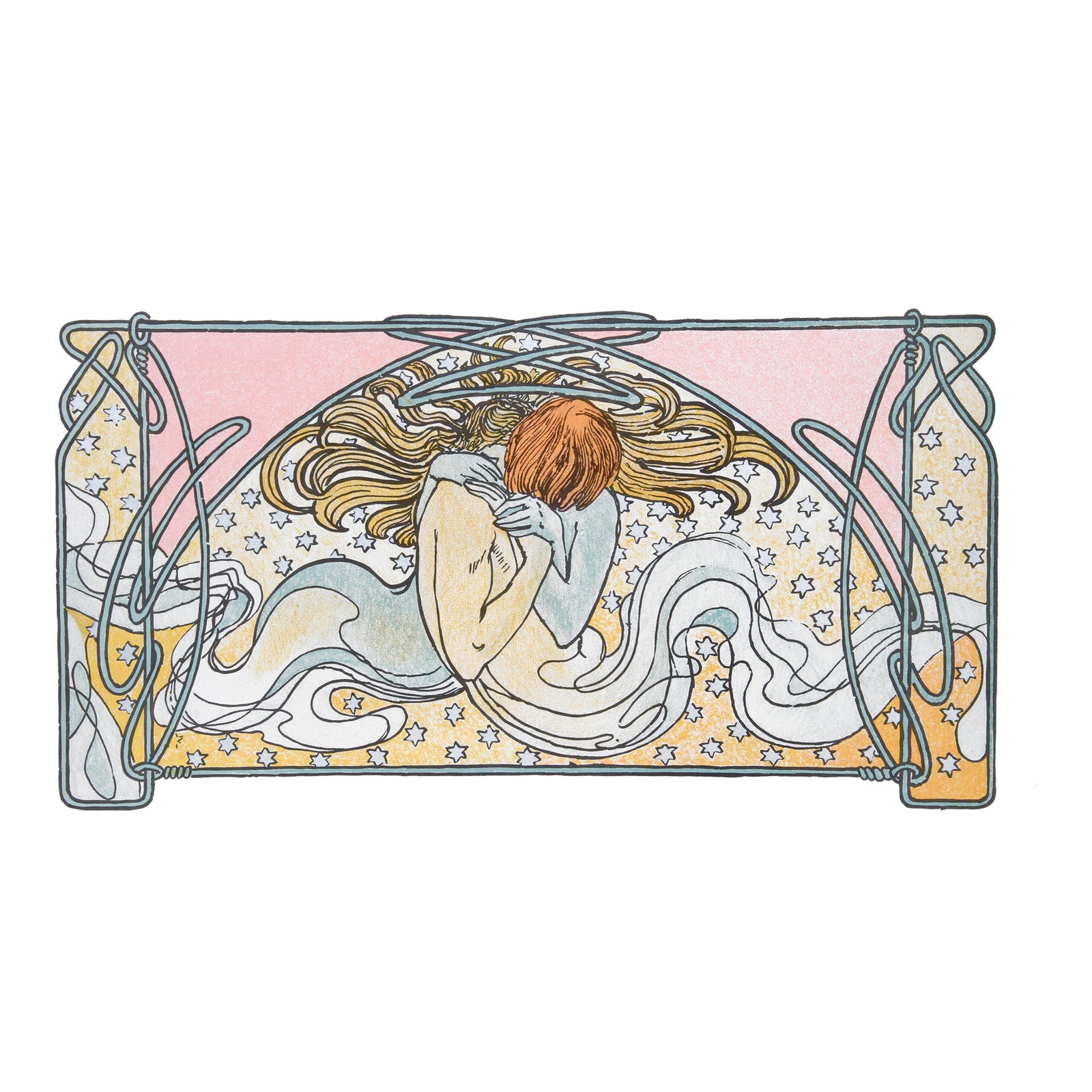 Kissing Mermaids, 1982 Lithographic Poster by Alphonse Mucha | Chairish