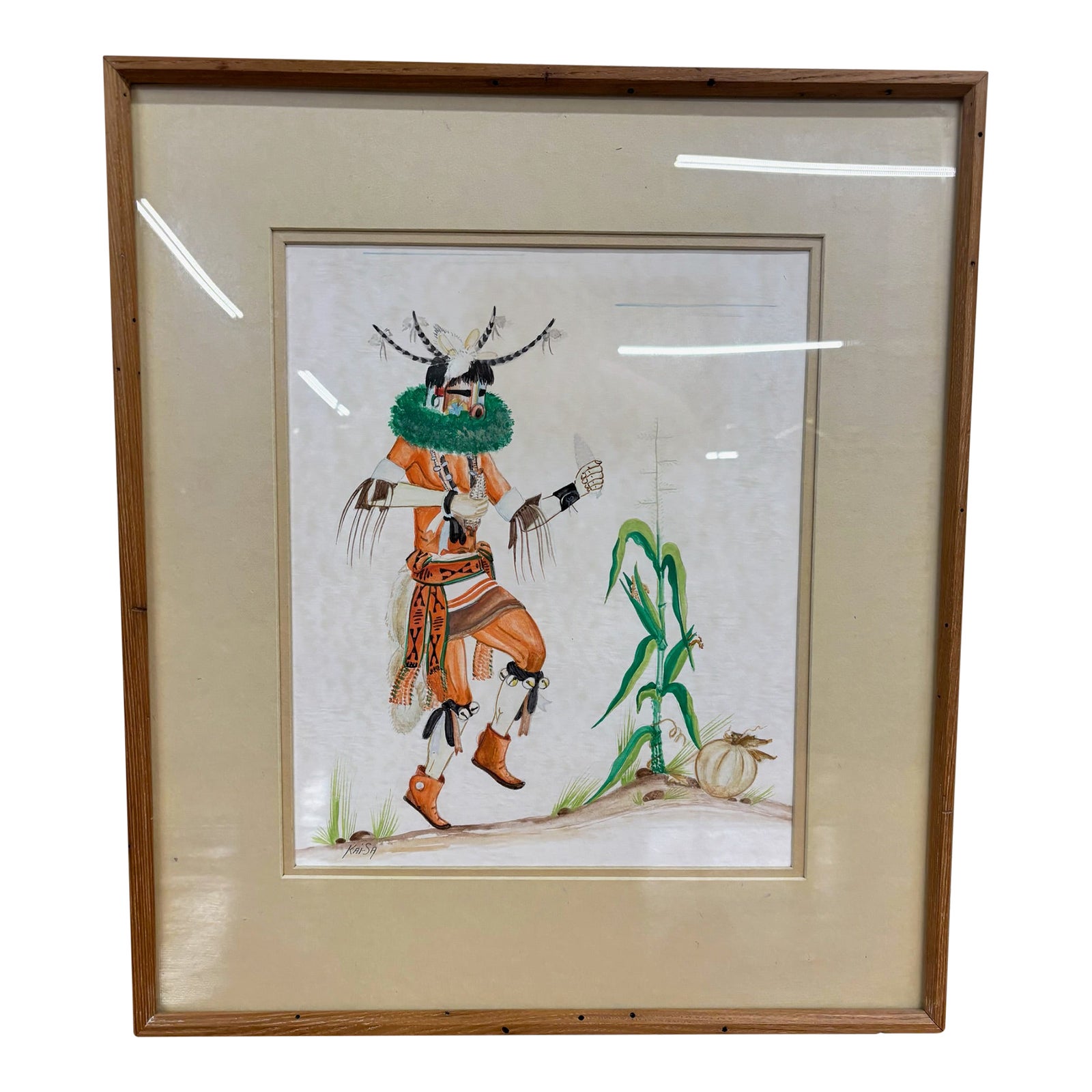 Vintage Original Watercolor “The Zuni Corn Dancer” by Percy Sandy ...