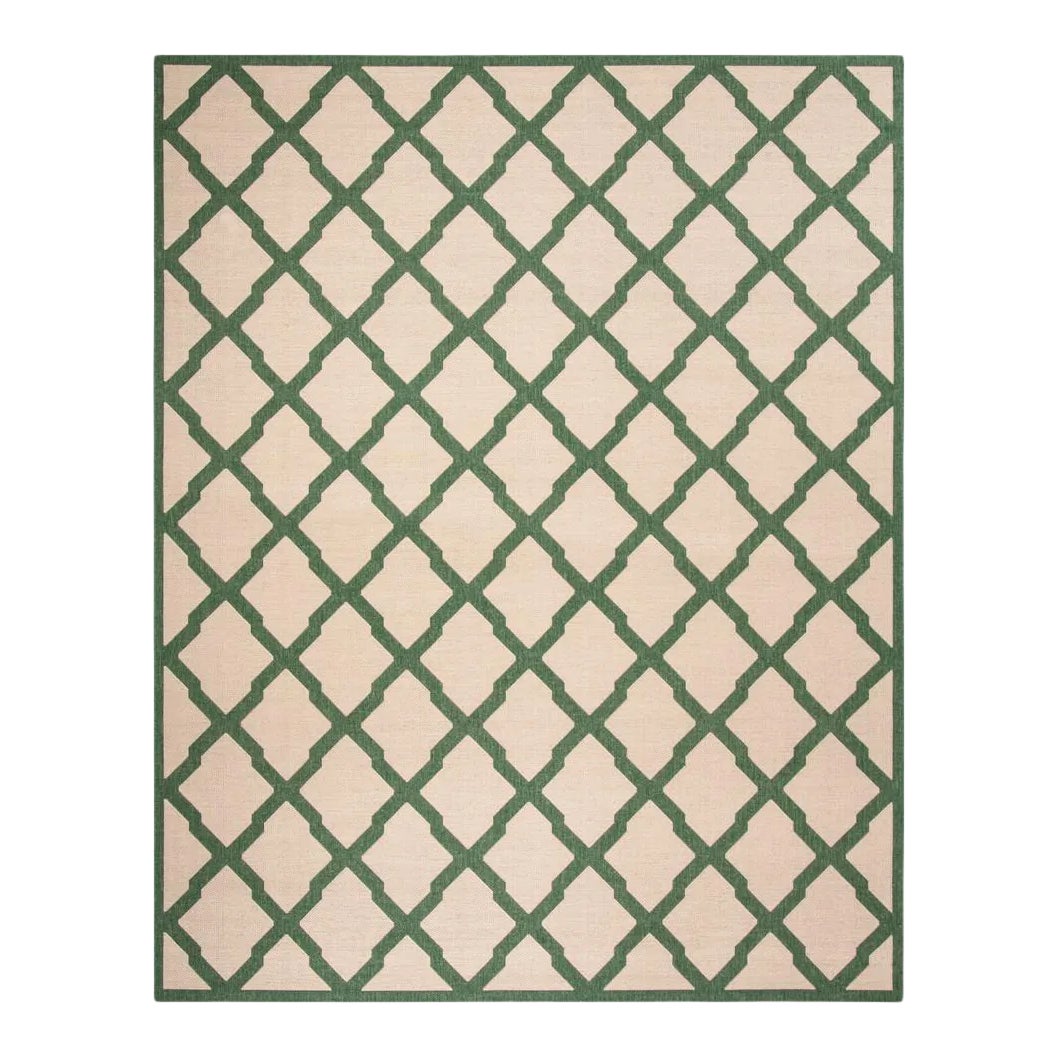 Coastal Indoor Outdoor Rug Cream & Green 8'6"x12' | Chairish