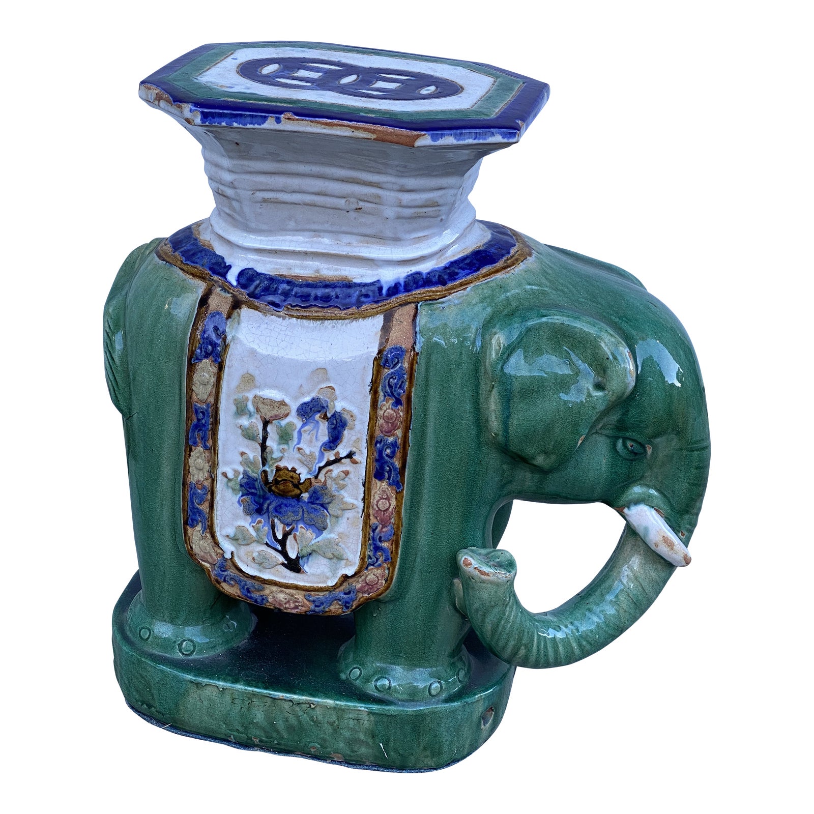 Vintage Ceramic Elephant Side Table | Chairish