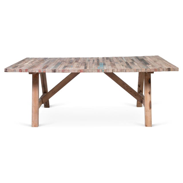 Salvaged Wood Balinese Trestle Table | Chairish